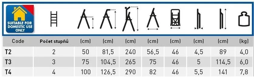 Ocelové skládací schůdky Facal T4, T4,