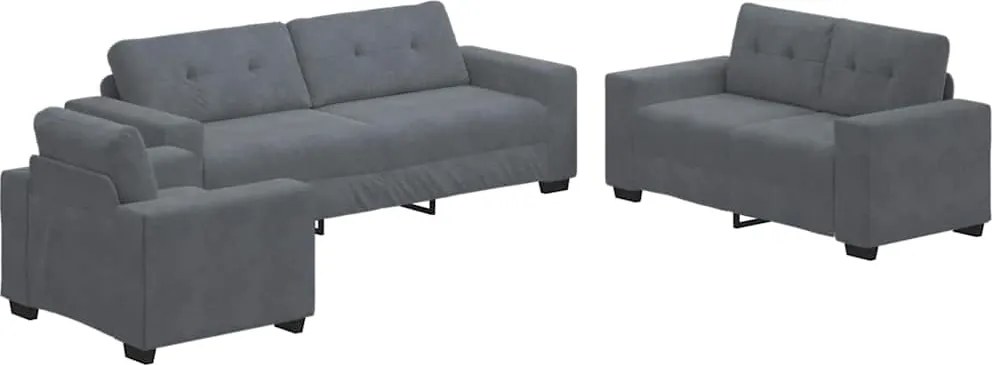 Set pohovek 3 ks Tmavě šedá samet 3324640