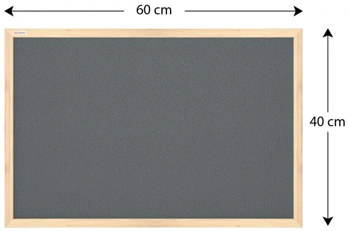 Allboards, korková tabule v dřevěném rámu 120x90 cm- šedá,TKGREY129D