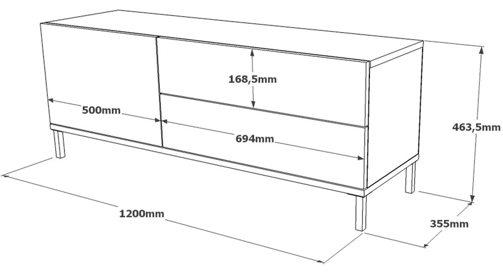 KALUNE DESIGN dřevěný TV stolek LIVA šedý 921YRD1110