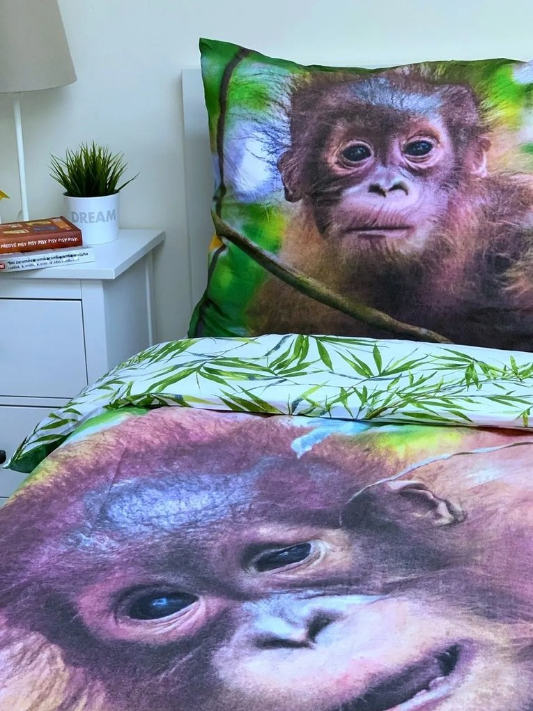 Jerry Fabrics Bavlněné povlečení 140x200 + 70x90 cm - Orangutan 02