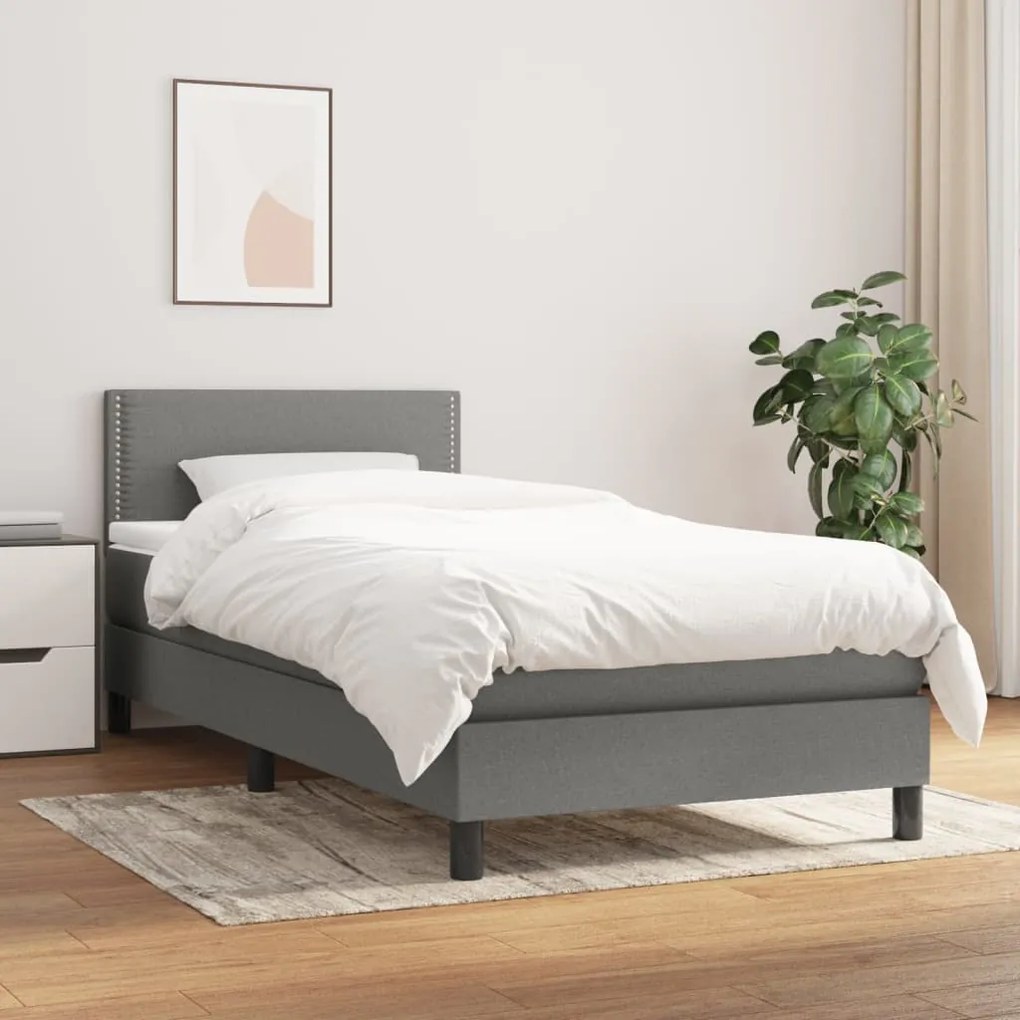 Box spring postel s matrací tmavě šedá 100 x 200 cm textil 3139954