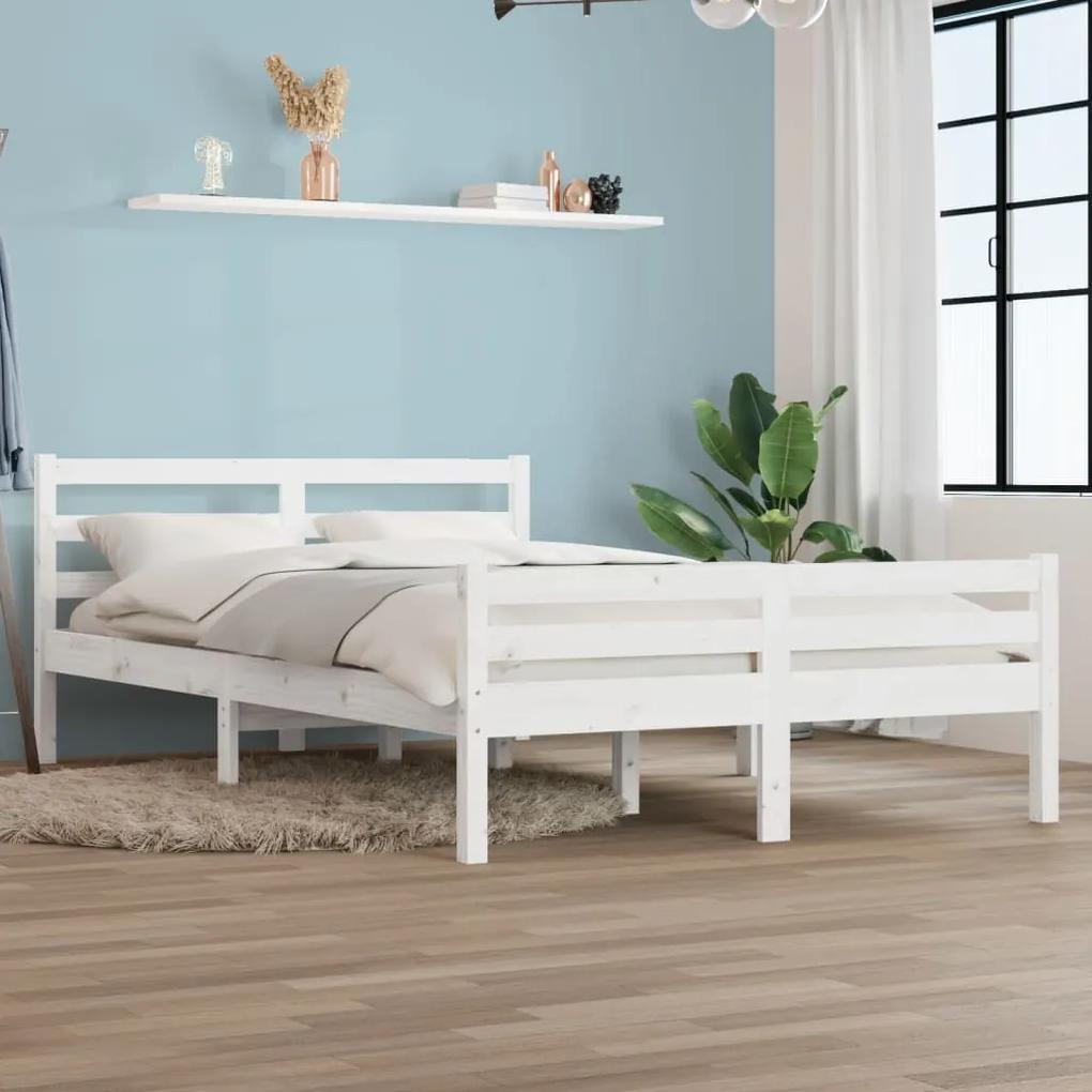Rám postele bílý masivní dřevo 150 x 200 cm King Size,  814825