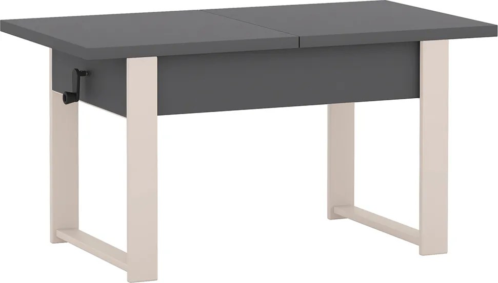 Rozkládací polohovací konferenční stolek HOGO 3v1 | 120-157x62,5-74,5x67 cm | síla horní desky 32 mm | tmavě šedá/nohy kašmír