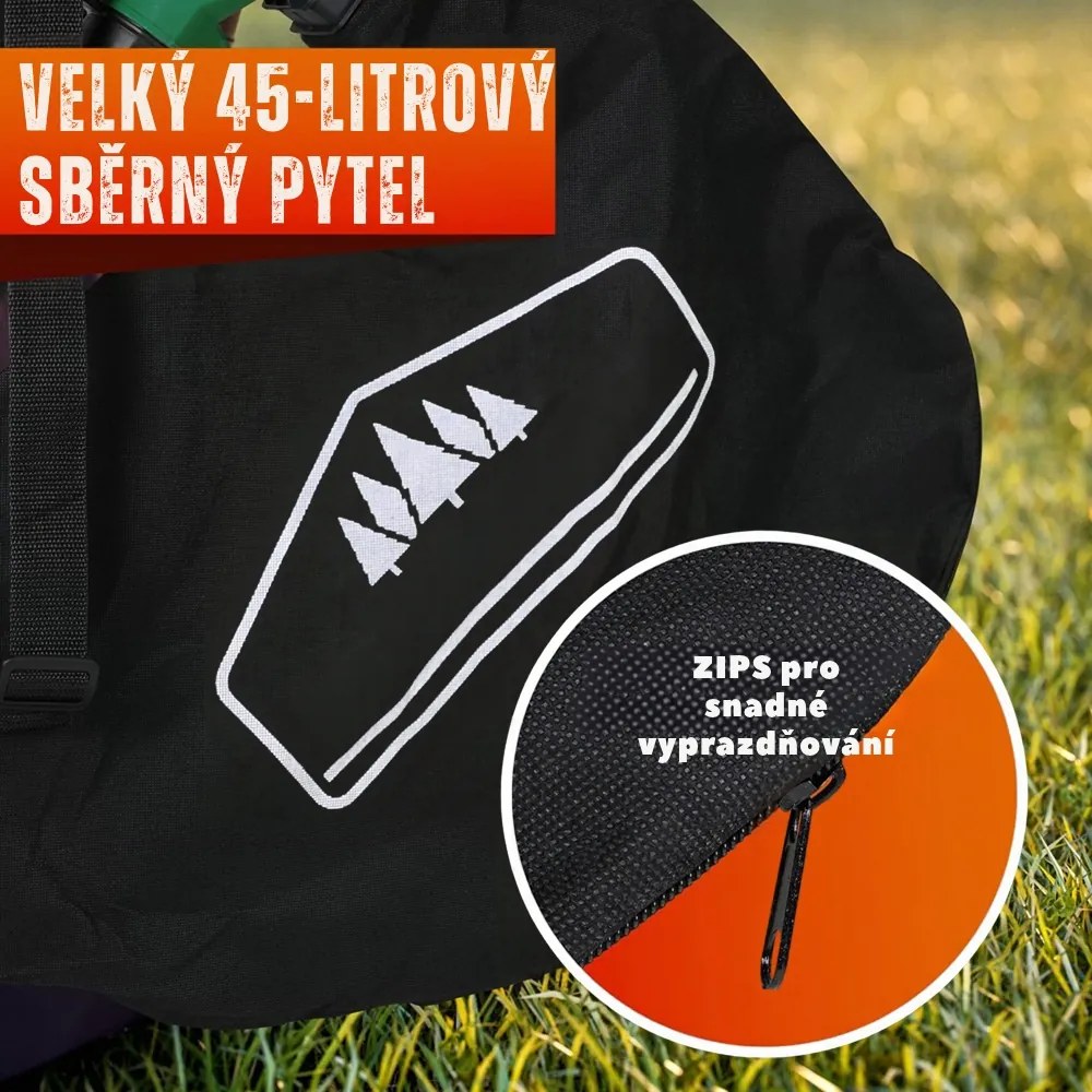 Elektrický vysavač listí WOLF, 3v1, zelená/černá Gardebruk