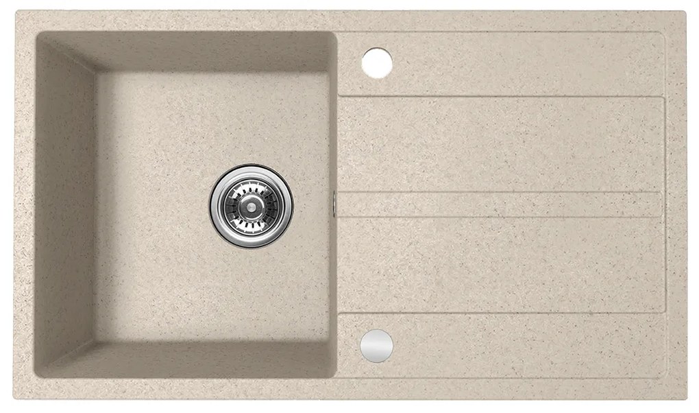 Kuchinox Viti, 1-komorový granitový dřez 760x440x175 mm + sifon, béžová, LAV-SBX_411Y