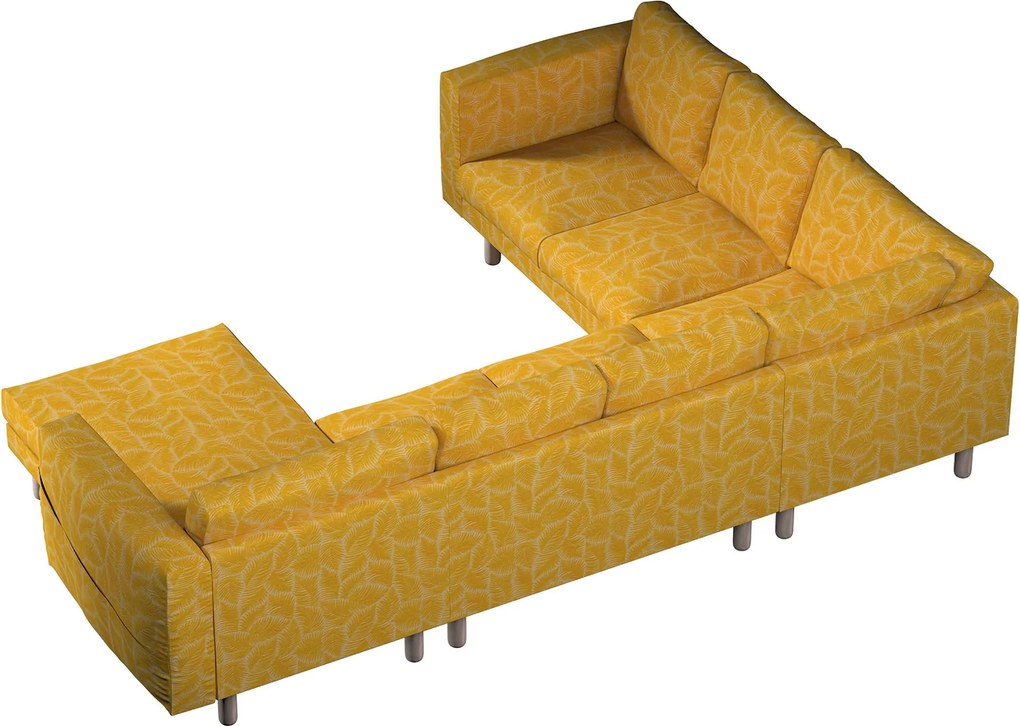 Potah na pohovku IKEA Norsborg rohová, 5-místná se šezlongem barva žlutá látka pletený vzor, vzorované
