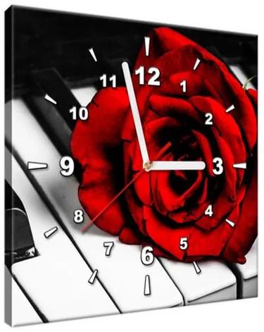 Tištěný obraz s hodinami Růže na klavíru 30x30cm ZP1229A_1AI