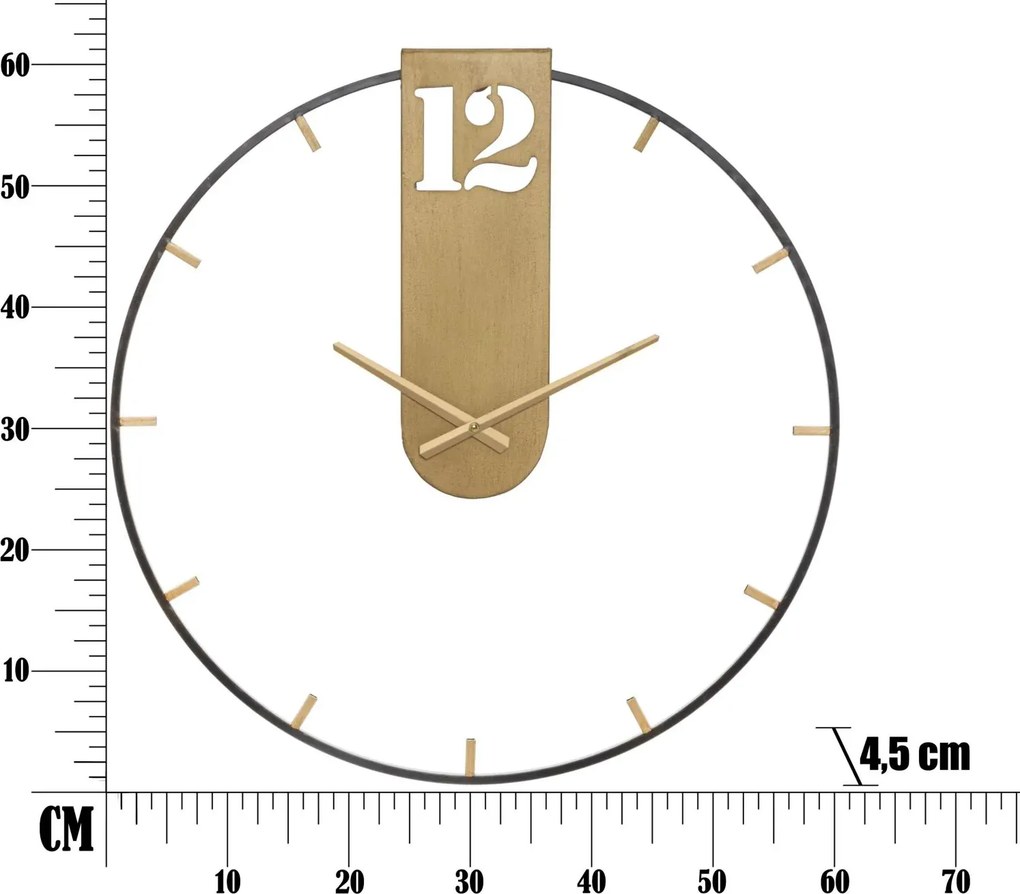 Kovové nástěnné hodiny Goldy 60 cm černé/zlaté