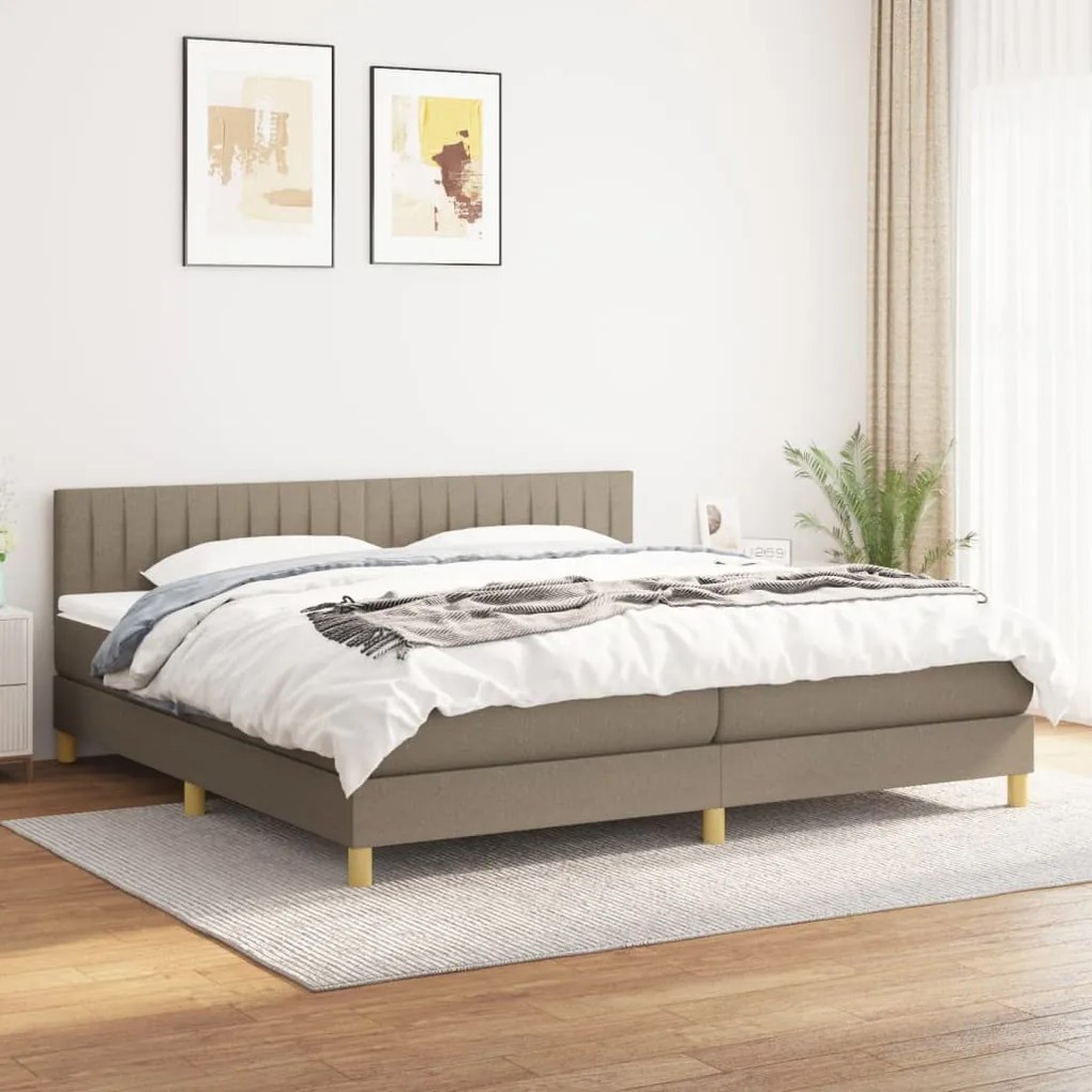 Box spring postel s matrací taupe 200x200 cm textil
