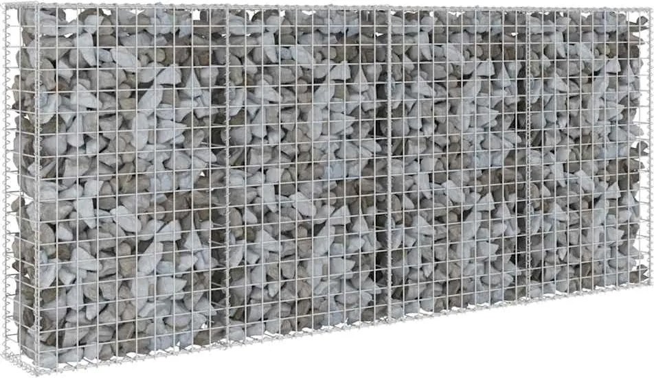 Gabionová zeď s víky z pozinkované oceli 200 x 20 x 85 cm 143580