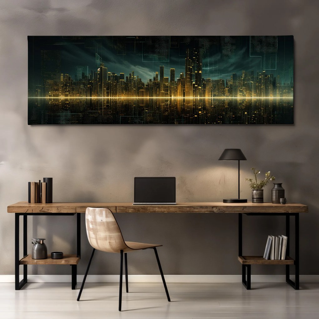 Obraz na plátně - Futuristické město - Hi-Tech Metropole FeelHappy.cz Velikost obrazu: 150 x 50 cm