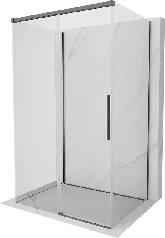 Mexen Rox-3S, 3-stěnný posuvný sprchový kout 120 x 70 cm, 8mm čiré sklo, broušený grafit profil, 8C2-120-070-66-00-3S