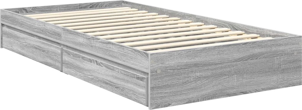Postel s úložným prostorem se zásuvkou Šedá Sonoma 100 x 200 cm 3409585