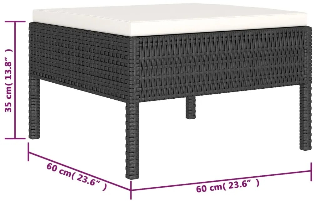 vidaXL Marketos 6dílná zahradní sedací souprava s poduškami polyratan černá