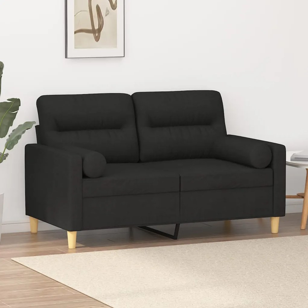2místná pohovka s polštáři černá 120 cm textil 3200817