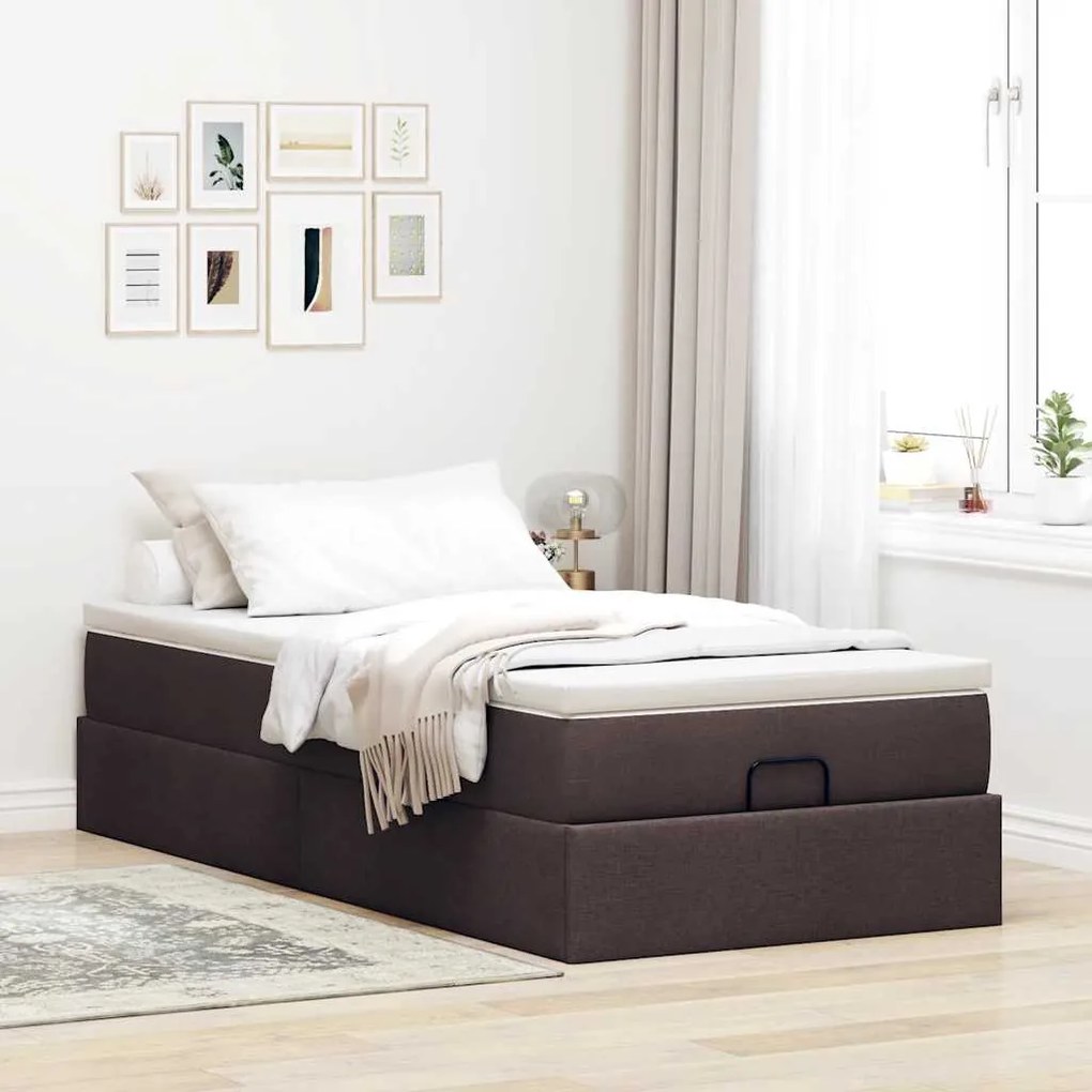 Osmanský rám postele s matrací tmavě šedá 80x200cm textil 3311067