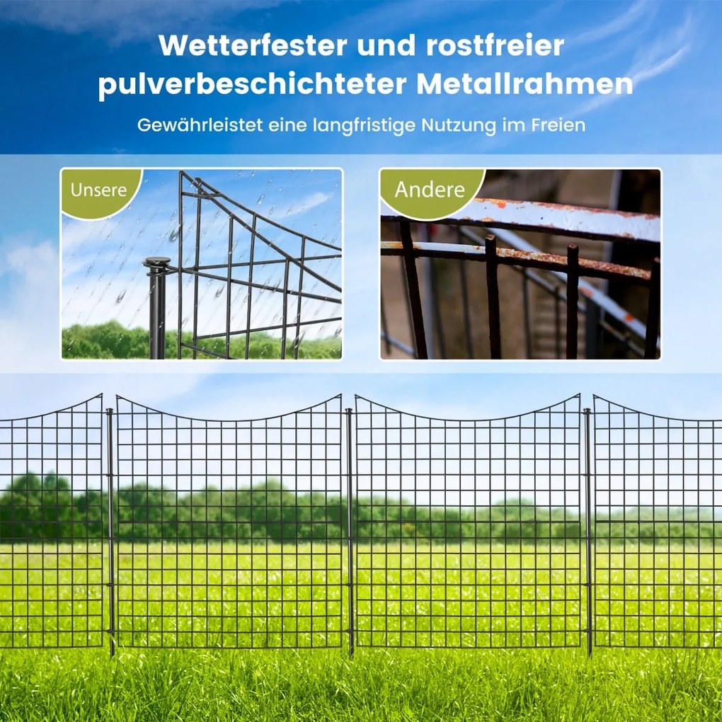 Costway Balení 5 kusů dekorativního kovového zahradního plotu 98 cm vysoký