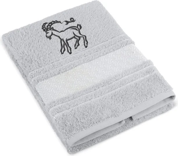 Bellatex Froté ručník mozaika se znamením KOZOROH 50x100 cm Šedá
