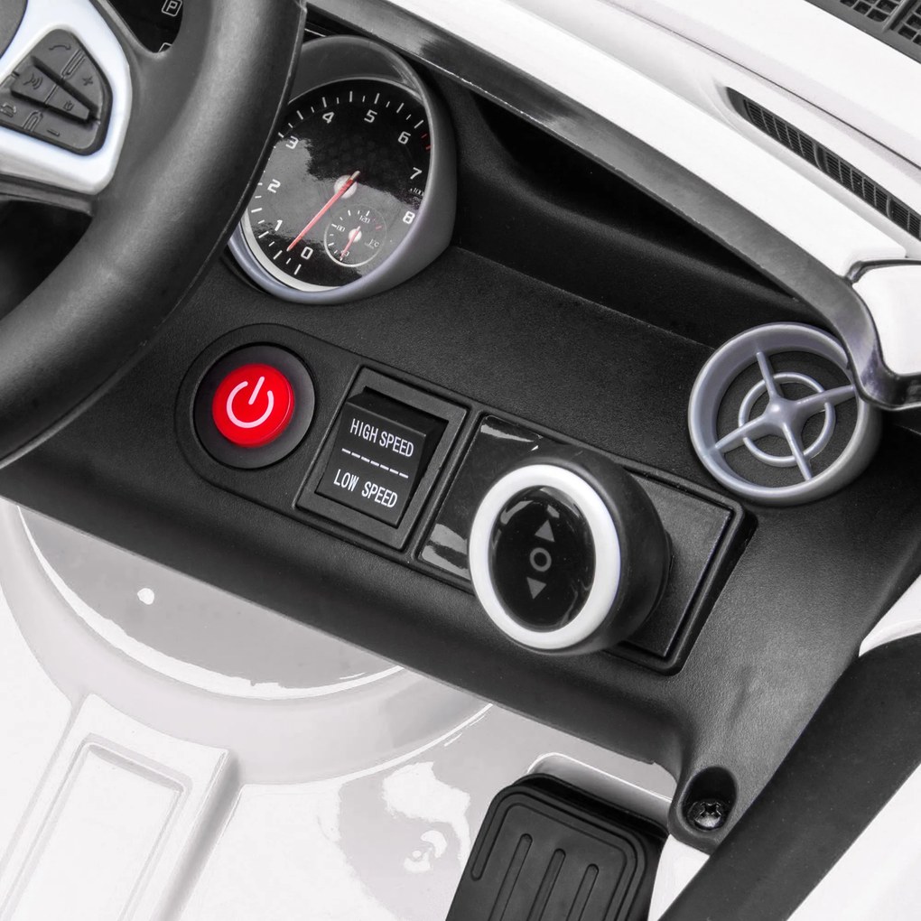 Dětské elektrické auto AIYAPLAY Mercedes SLC 300 s 12V baterií pro děti od 3 let s dálkovým ovládáním, LED světly, klaksonem a hudbou - Bílá