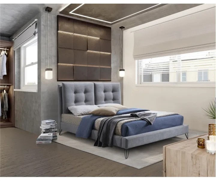 Moderní postel, šedá, 180x200, KOLIA