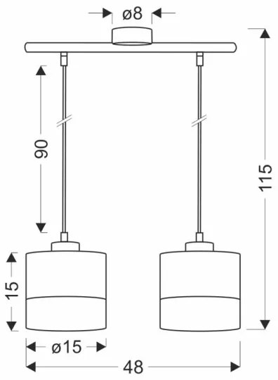 Lustr na lanku PORTO 2xE27/60W/230V černá/hnědá
