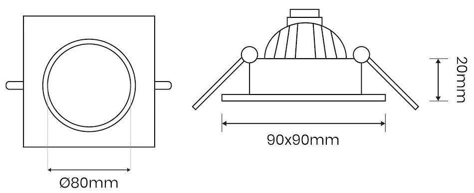 Podhledové svítidlo Glass Square, 1x bílé skleněné stínítko, w