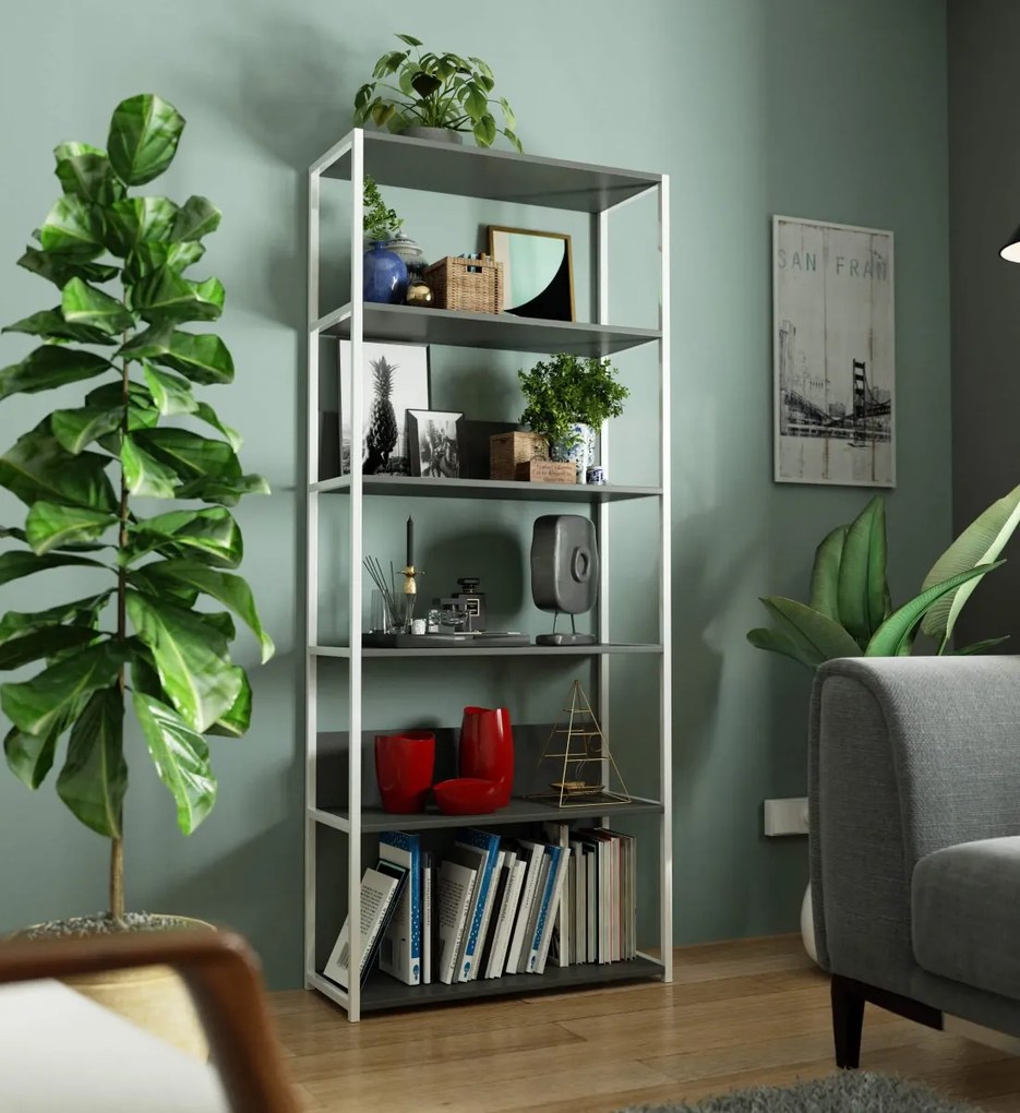 Regál LOFT 80 cm bílý/šedý