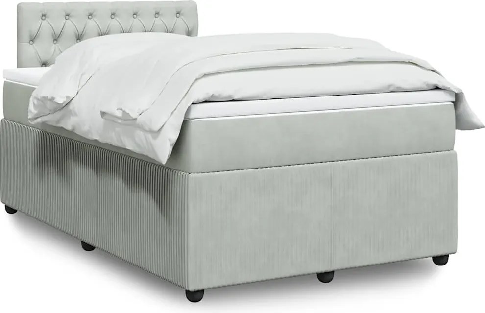 Box spring postel s matrací světle šedá 120 x 200 cm samet 3290016