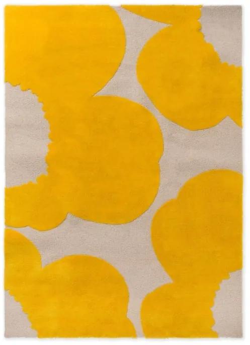 Designový vlněný koberec ISO Marimekko Unikko žlutý Brink & Campman 140 x 200