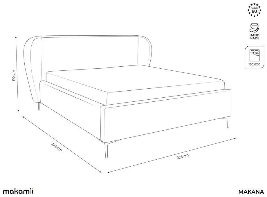 Béžová čalouněná dvoulůžková postel s roštem 160x200 cm Makana – Makamii