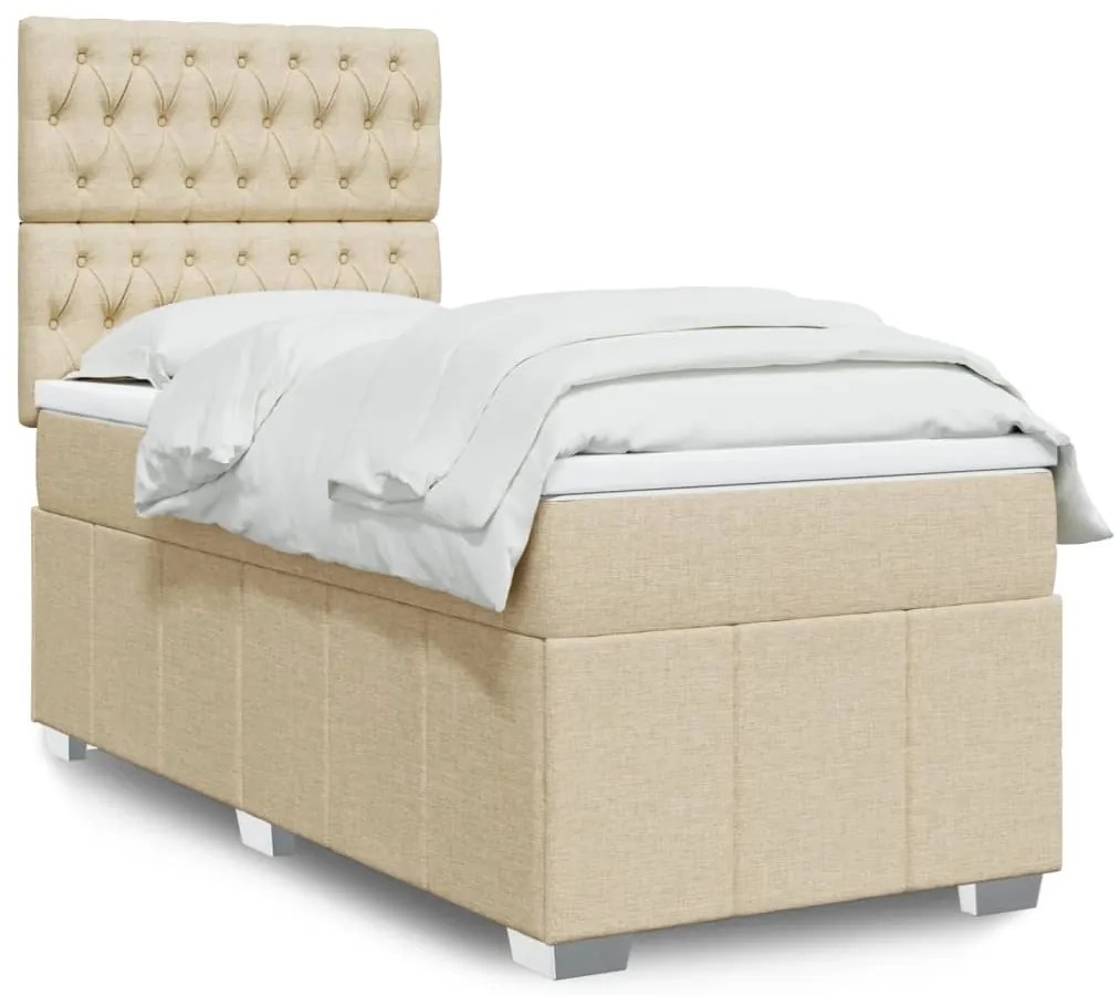 Box spring postel s matrací krémová 80 x 200 cm textil 3291507