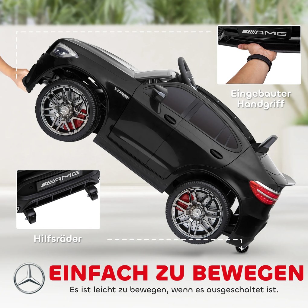 HOMCOM dětské autíčko Mercedes-Benz AMG GLA45 licencované elektrické autíčko s dálkovým ovládáním MP3 bezpečnostní pásy pro 37-60 měsíců Černá