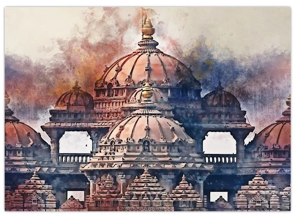 Skleněný obraz - Akshardham, Nové Dilií, Indie (70x50 cm)