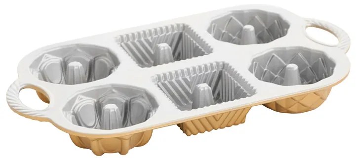 Nordic Ware Forma na 6 malých bábovek Geo Bundtlette zlatá 6 x 160 ml