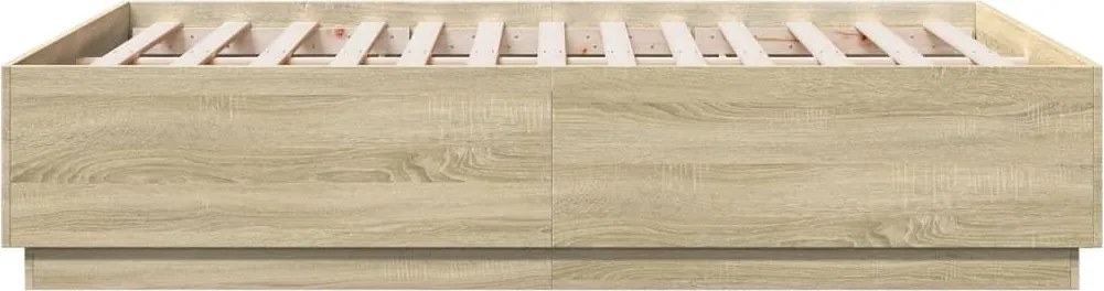 Rám postele s LED osvětlením dub sonoma 140 x 190 cm kompozit 3209641