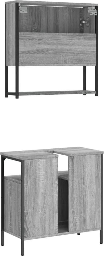 vidaXL 2dílný set koupelnového nábytku kompozitní dřevo [3214658] Barva: šedá sonoma