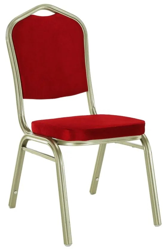 Židle, stohovatelná, látka bordo / champagne rám, ZINA 2 NEW