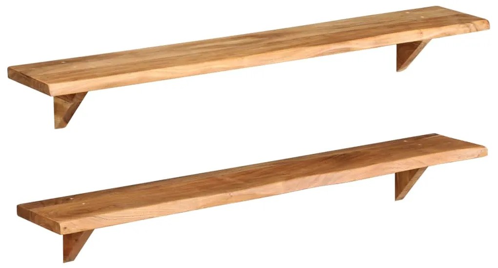 247929 vidaXL Nástěnné police 2 ks 120 x 20 x 16 cm masivní akáciové dřevo