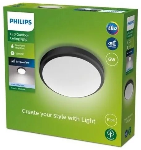 Philips - LED Koupelnové stropní svítidlo DORIS LED/6W/230V 4000K IP54 černá