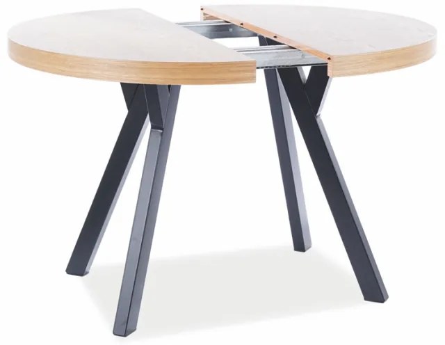 MAXIVA Jídelní stůl rozkládací - DOMINGO, 100/150/200/250x100, dýha dub/černá