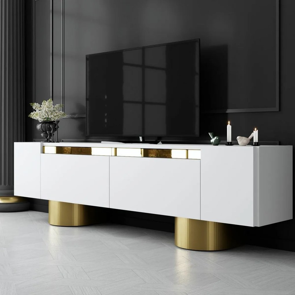 Televizní stolek Bohem White and Gold