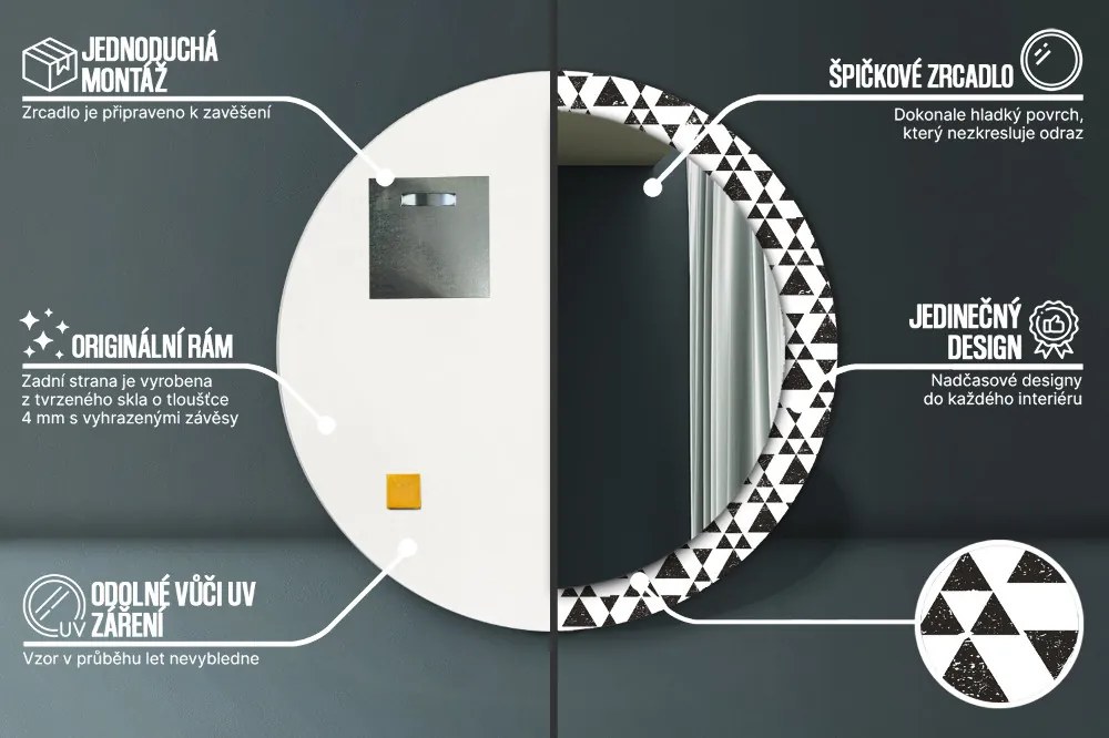 Kulaté dekorativní zrcadlo na zeď Geometrické trojúhelníky fi 90 cm