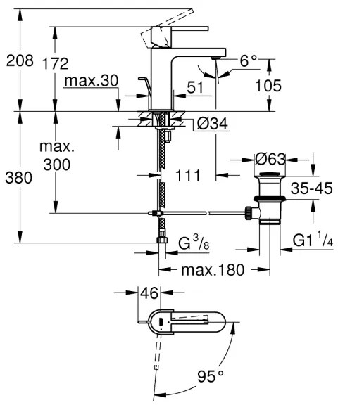 GROHE 23870003 - Umyvadlová baterie PLUS velikost S lesklý chrom