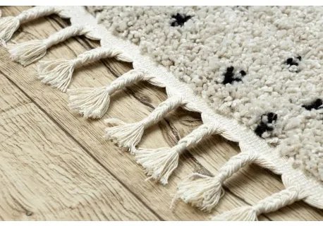 koberec BERBER SYLA B752 krémový s tečky střapce, Maroko Shaggy velikost 160x220 cm | krásné koberce cz
