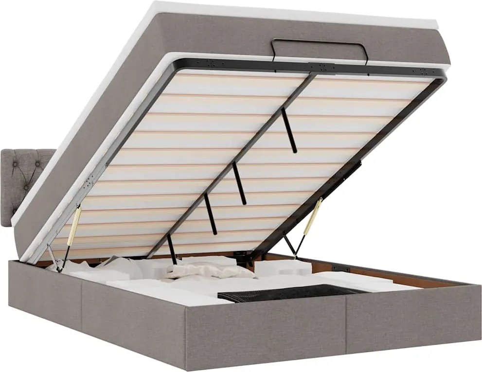 Osmanská postel s matrací & LED Taupe 140x200 cm Látka 3312399