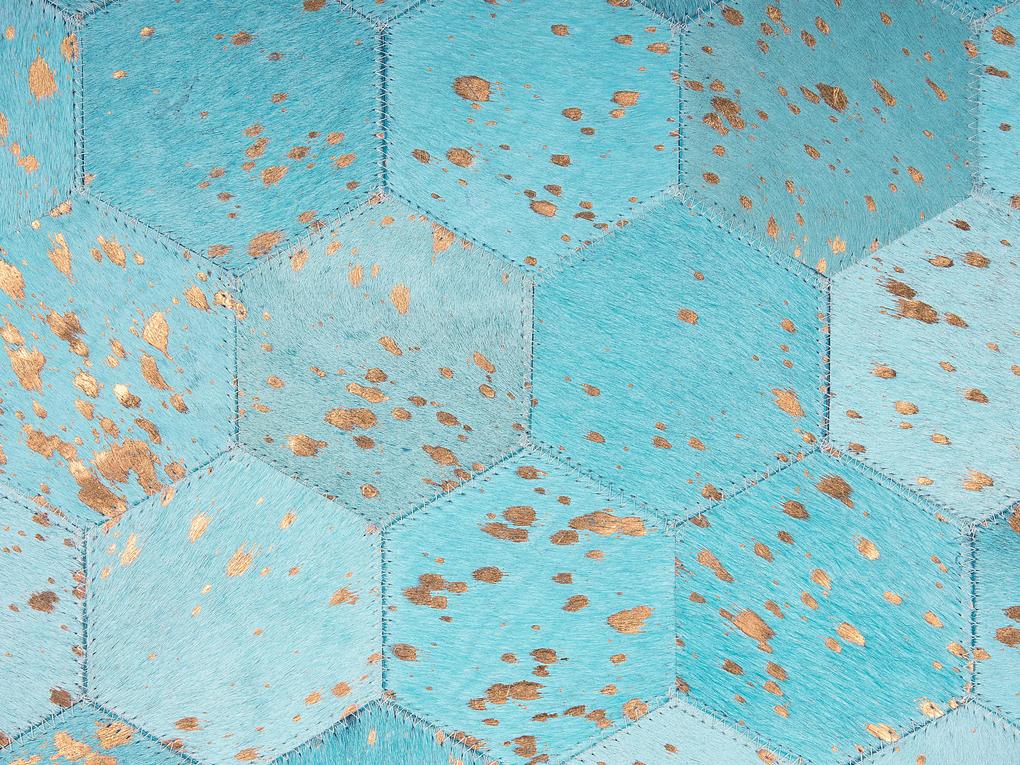 Kožený koberec tyrkysový ⌀ 140 cm ZEYTIN Beliani