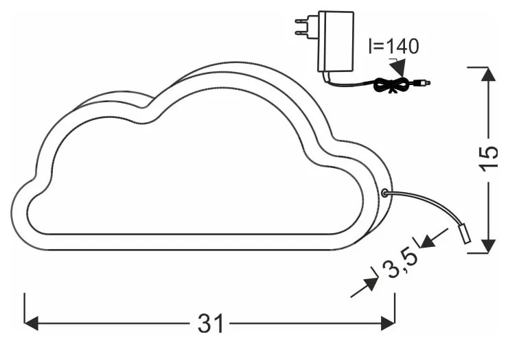 Růžová dětská lampička Cloud – Candellux Lighting