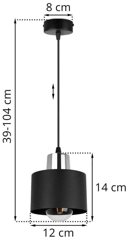 Závěsné svítidlo PANTA, 1x černé kovové stínítko, CH