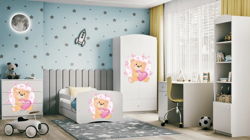 Dětská postel Babydreams medvídek s motýlky bílá